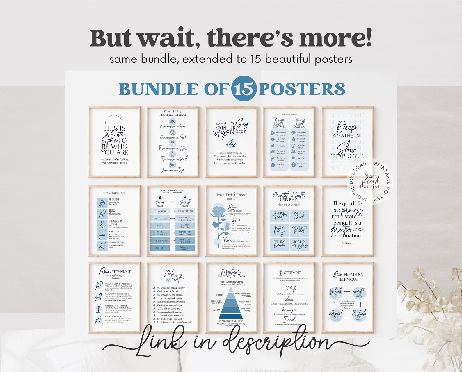 6 COUNSELING Office Bundle MINIMAL BLUE School Counselor Office Decor ...