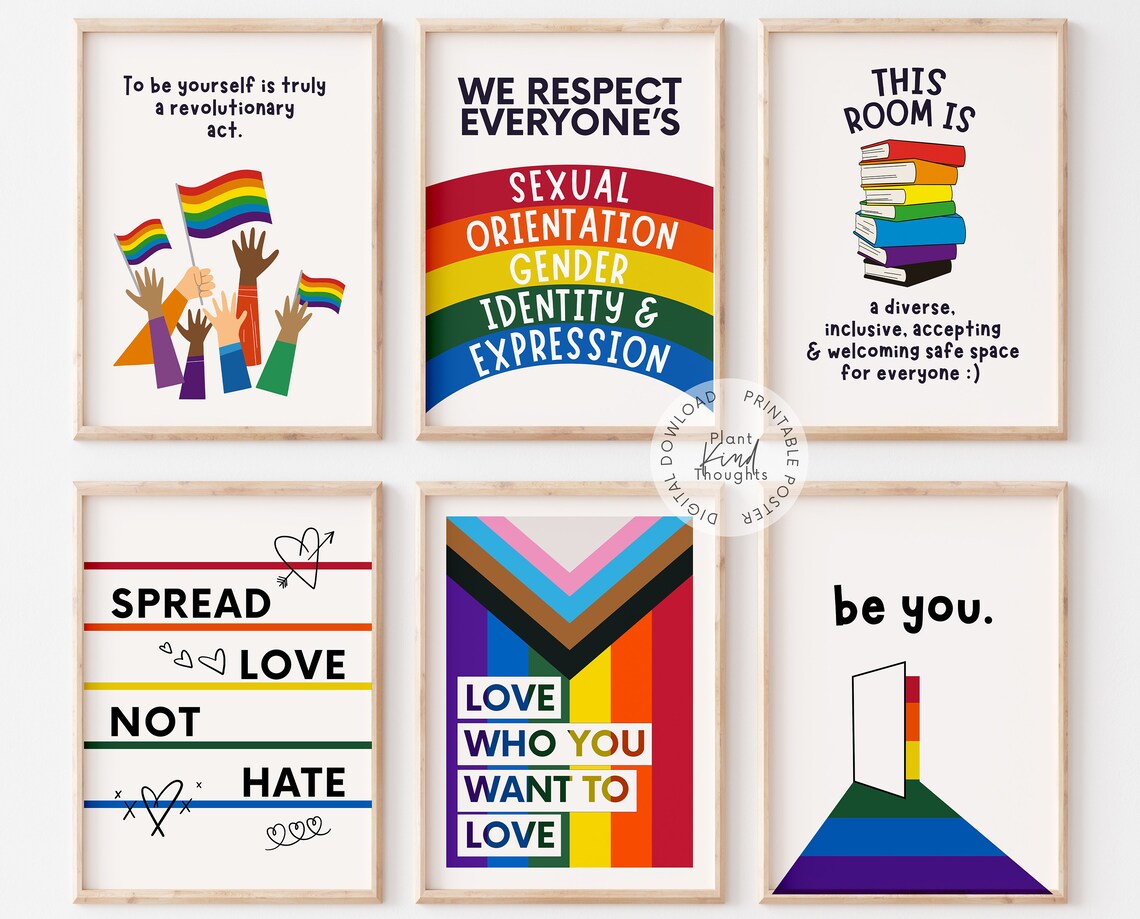 LGBT PRIDE Month CLASSROOM Posters Bundle of 6: Inclusive Safe - Etsy