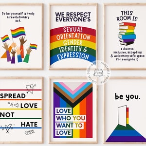LGBT PRIDE Month CLASSROOM Posters Bundle of 6: Inclusive Safe Space ...