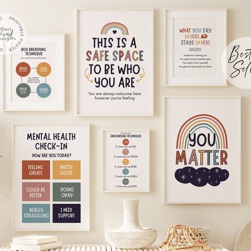 BUNDLE 6 Mental Health Posters: BOHO School Counselor Office - Etsy