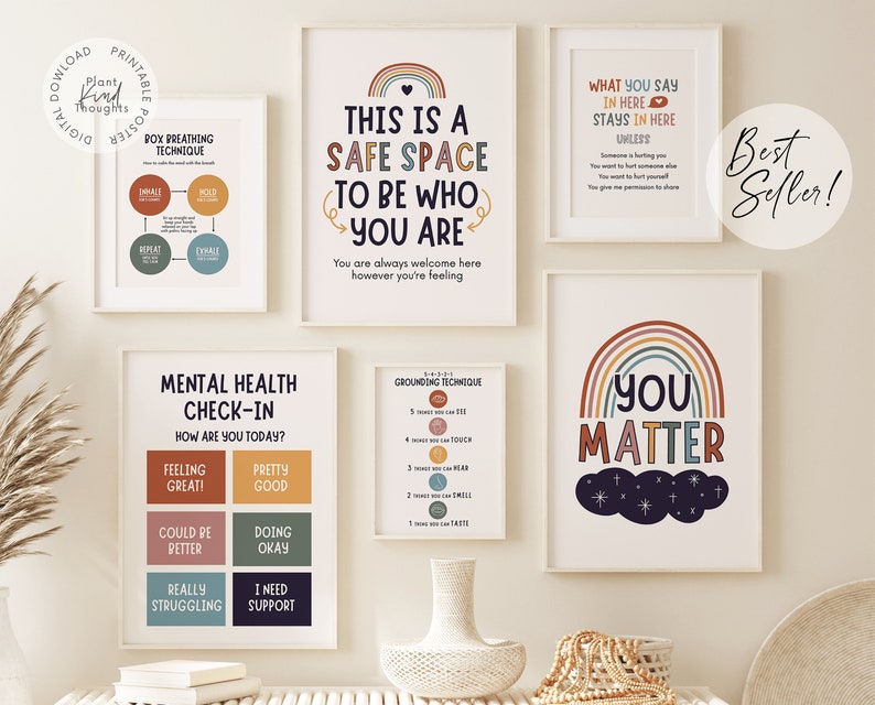 BUNDLE OF 6 Mental Health Posters: School Counselor Office - Etsy