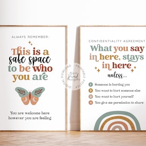 COUNSELING OFFICE Confidentiality Agreement Poster & Safe Space Poster ...