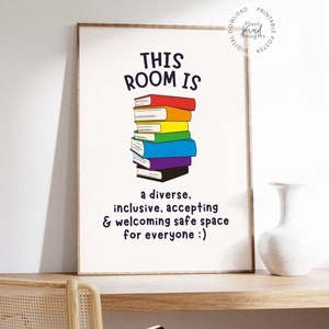 Safe Space PRIDE Classroom Poster: Inclusive LGBTQ Safe Space Classroom ...