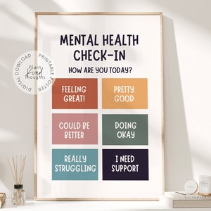 MENTAL HEALTH Check-in Digital Poster: Emotions, School Counselor ...