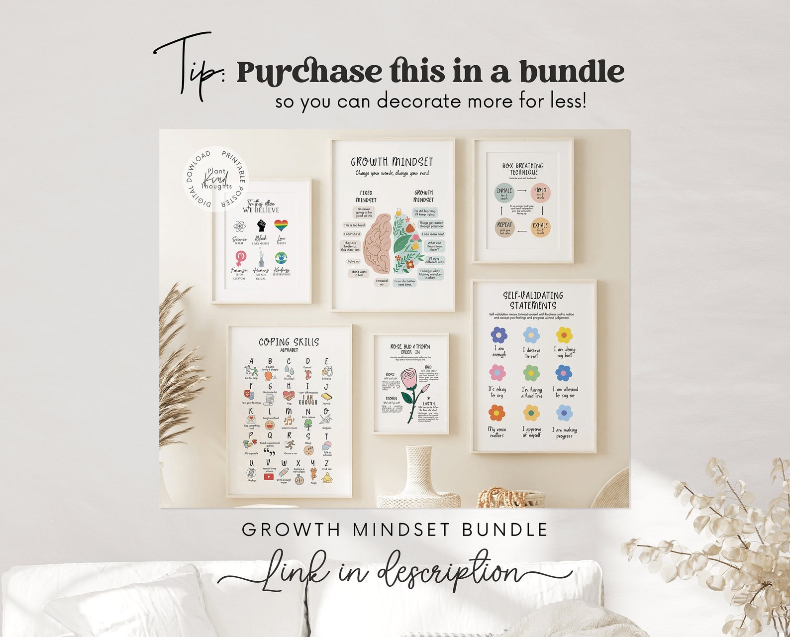 GROWTH MINDSET Mental Health Poster: Therapy Office Decor - Etsy