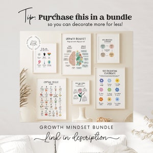 GROWTH MINDSET Mental Health Poster: Therapy Office Decor School ...