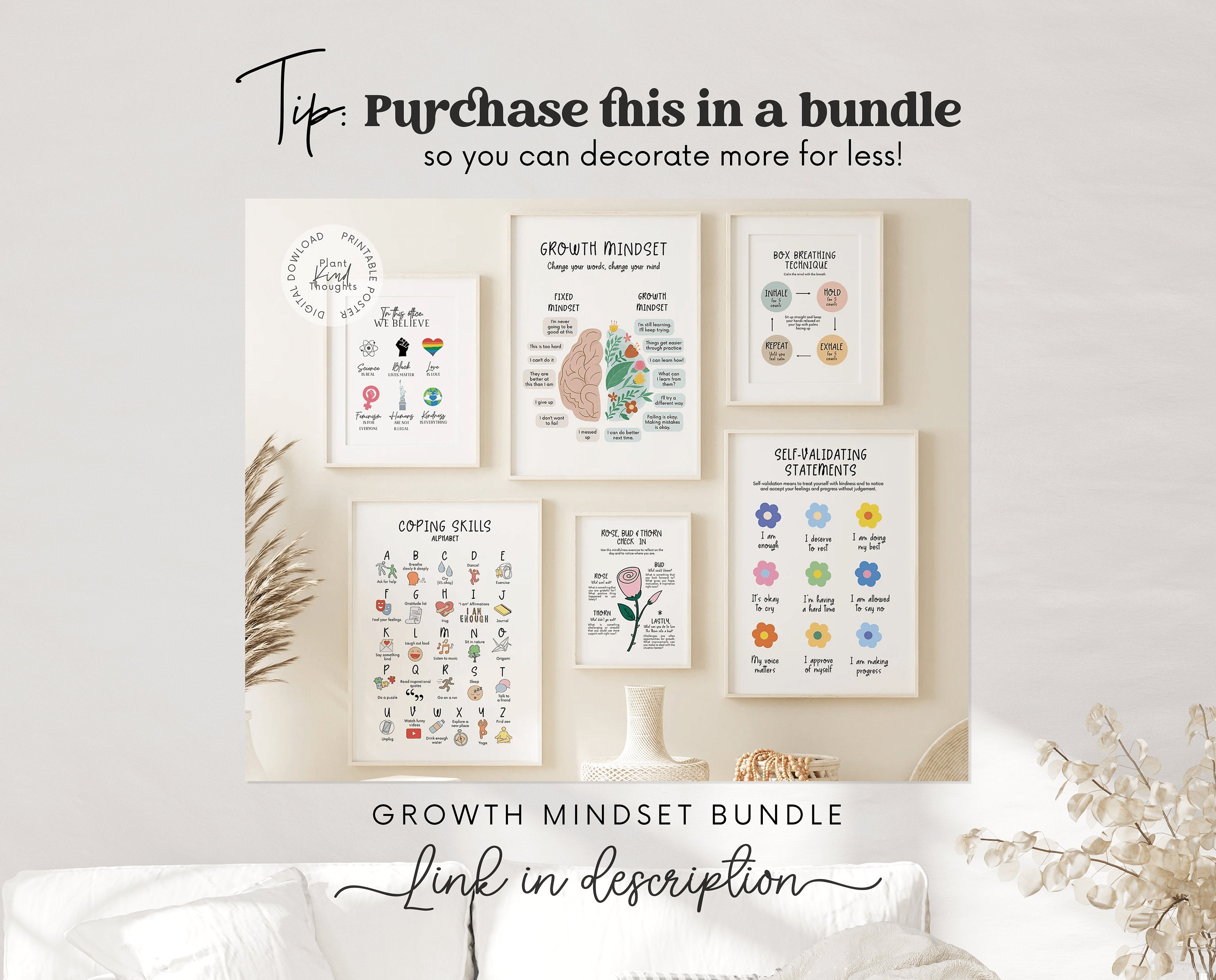 GROWTH MINDSET Mental Health Poster: Therapy Office Decor - Etsy