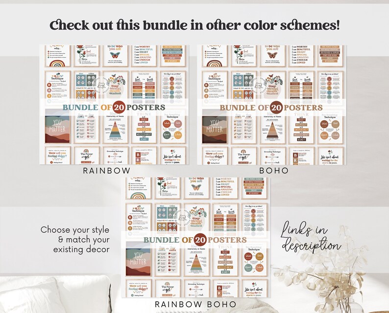 20 RAINBOW School Counseling Posters Bundle School Counselor Office ...