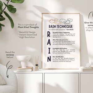 RAIN TECHNIQUE Mental Health Poster: School Counselor Office Decor ...