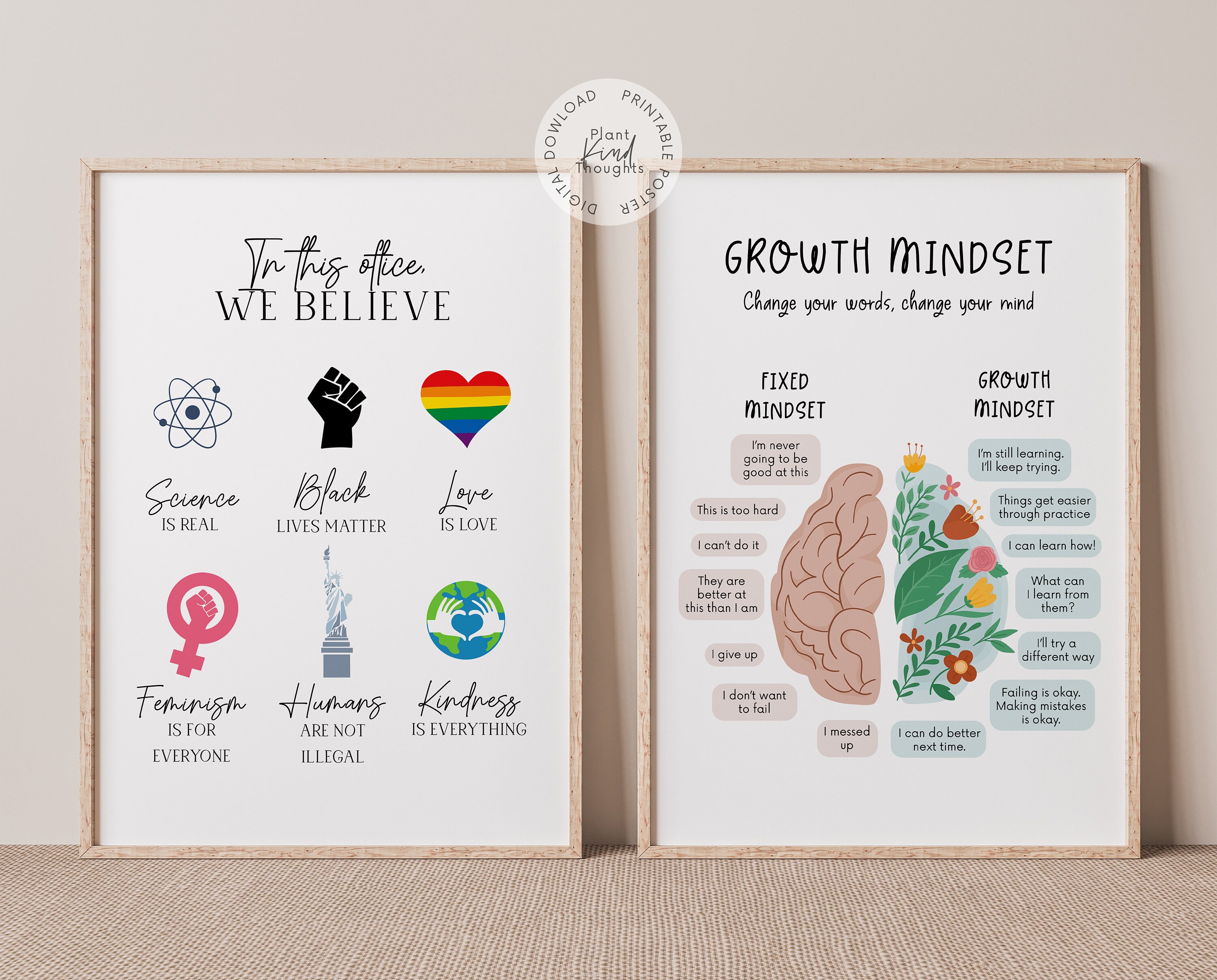 GROWTH MINDSET Posters Bundle School Counselor Office Decor - Etsy