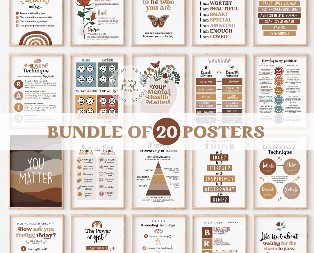 20 BOHO School Counseling Posters Bundle School Counselor Office Decor ...