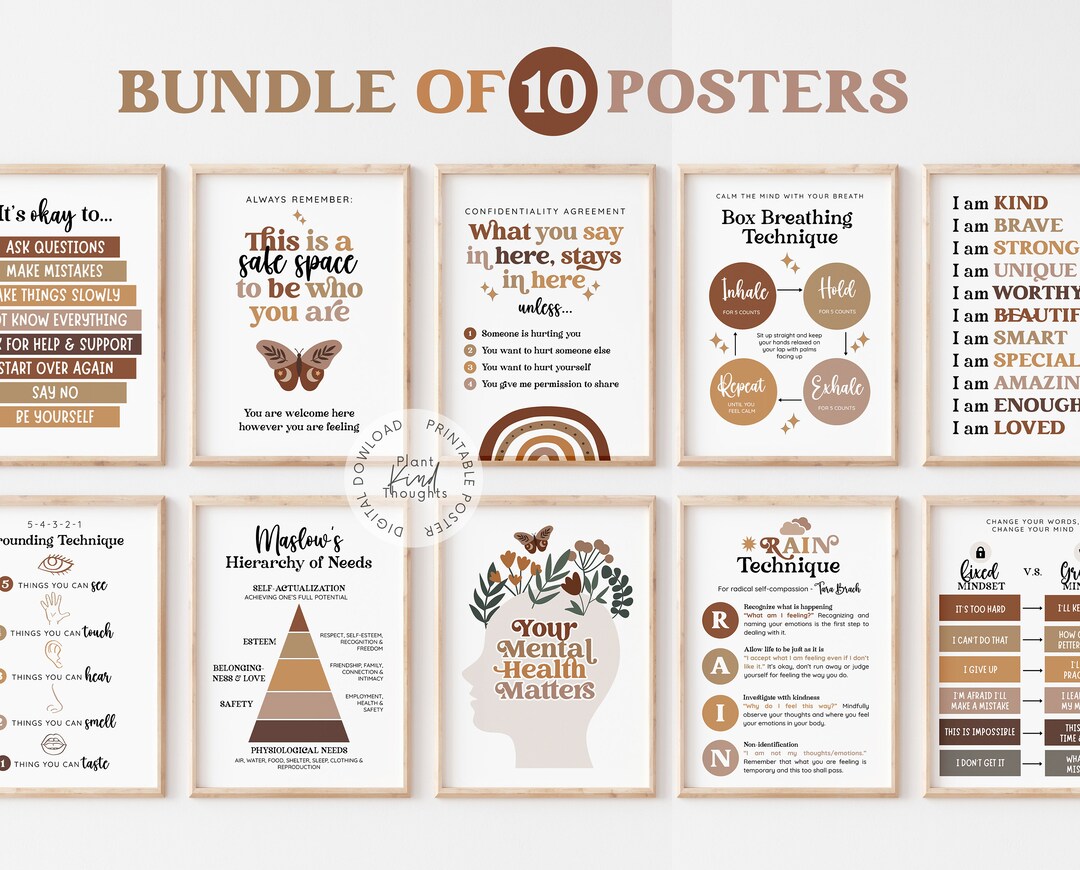 10 BOHO Counseling Posters Bundle School Counselor Office Decor School ...