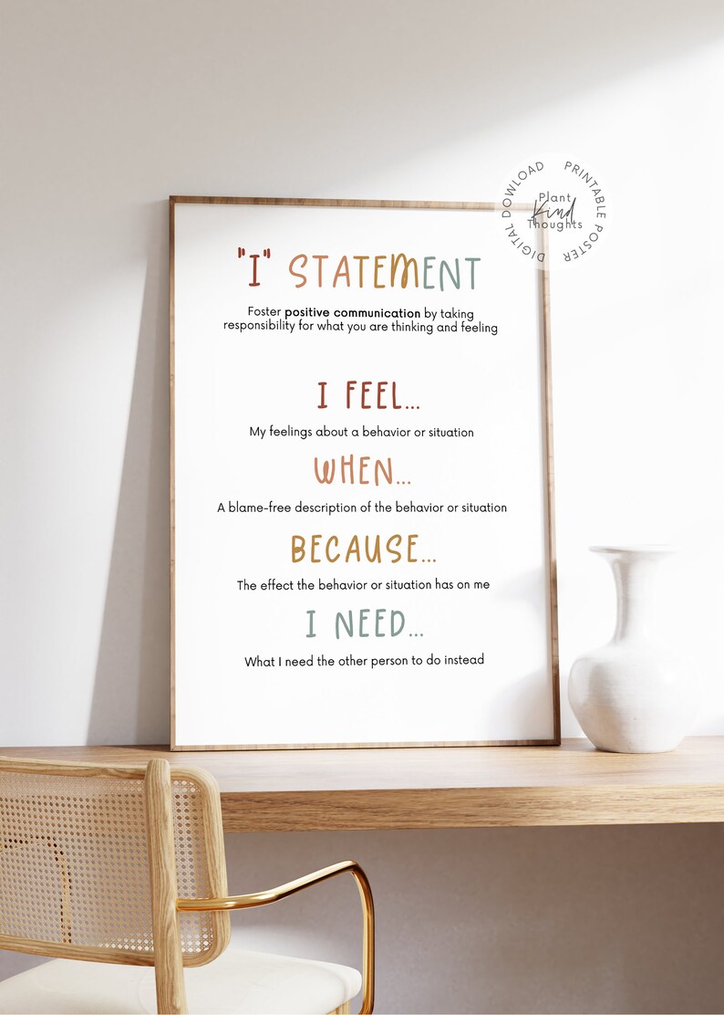 I STATEMENT Mental Health Poster: Therapy Office Decor School Counselor ...