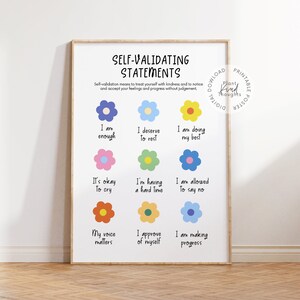 SELF-VALIDATING STATEMENTS Coping Statements Affirmations Print Therapy ...