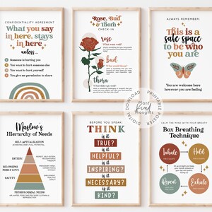 20 RAINBOW BOHO Counseling Posters Bundle School Counselor Office Decor ...