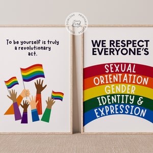 LGBT PRIDE Month CLASSROOM Posters Bundle of 6: Inclusive Safe Space ...