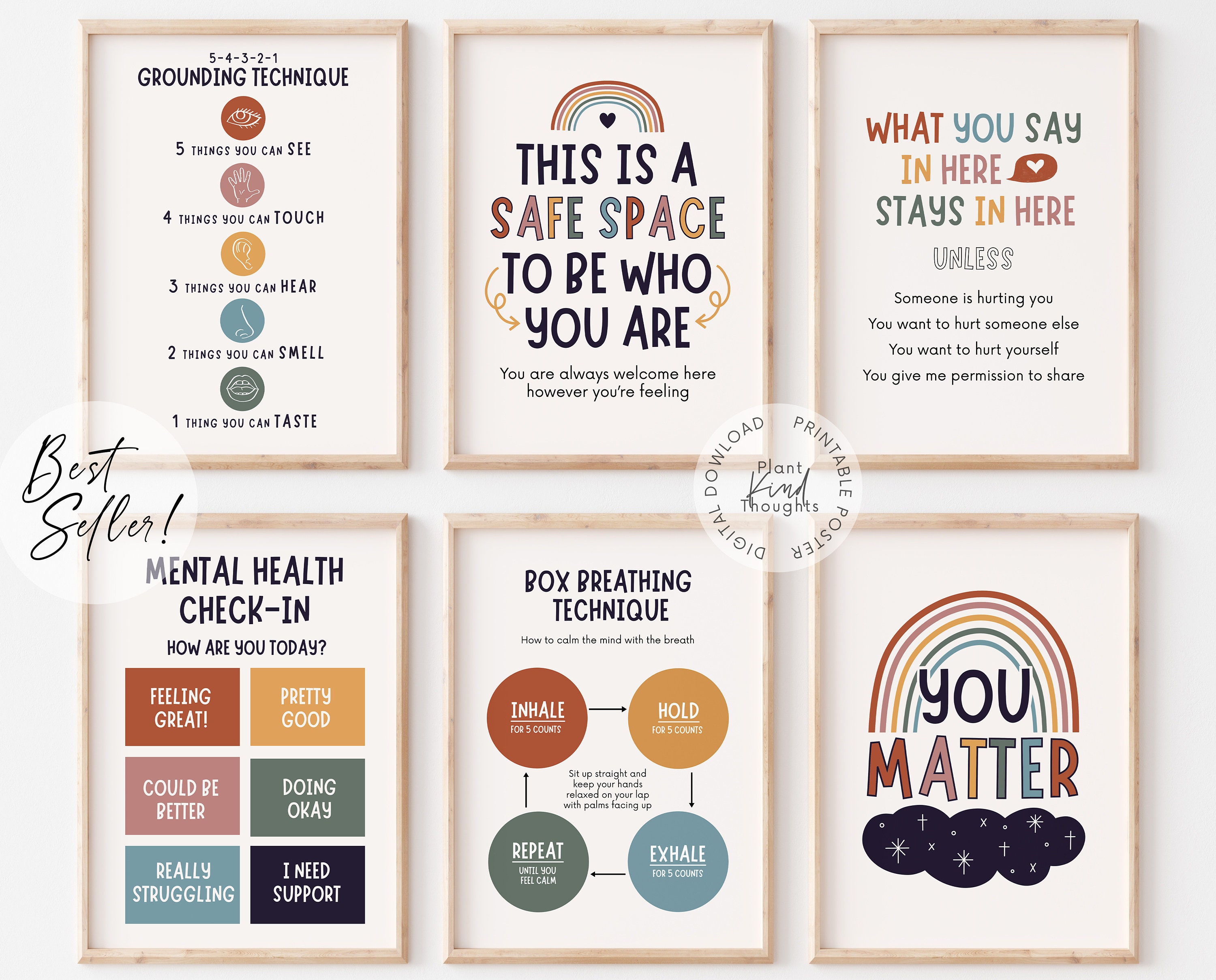 BUNDLE OF 6 Mental Health Posters: School Counselor Office Decor School ...