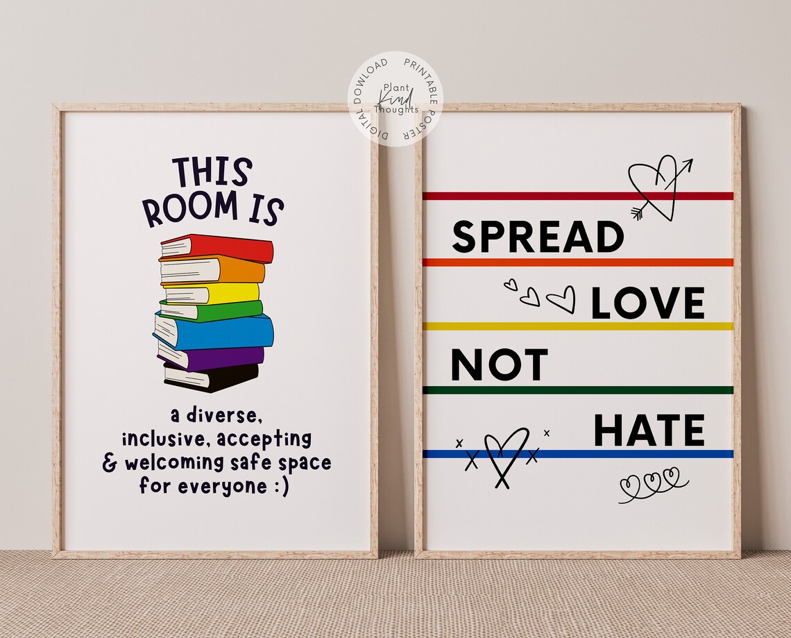 LGBT PRIDE Month CLASSROOM Posters Bundle of 6: Inclusive Safe - Etsy