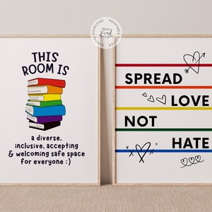 LGBT PRIDE Month CLASSROOM Posters Bundle of 6: Inclusive Safe Space ...