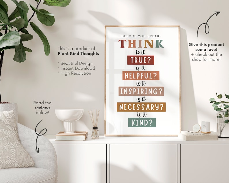 THINK Poster Counseling Office School Counselor Office Decor Boho ...