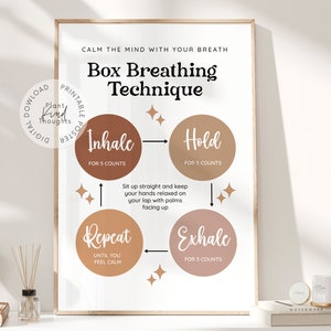 BOX BREATHING Grounding Technique Poster: Therapist Office - Etsy