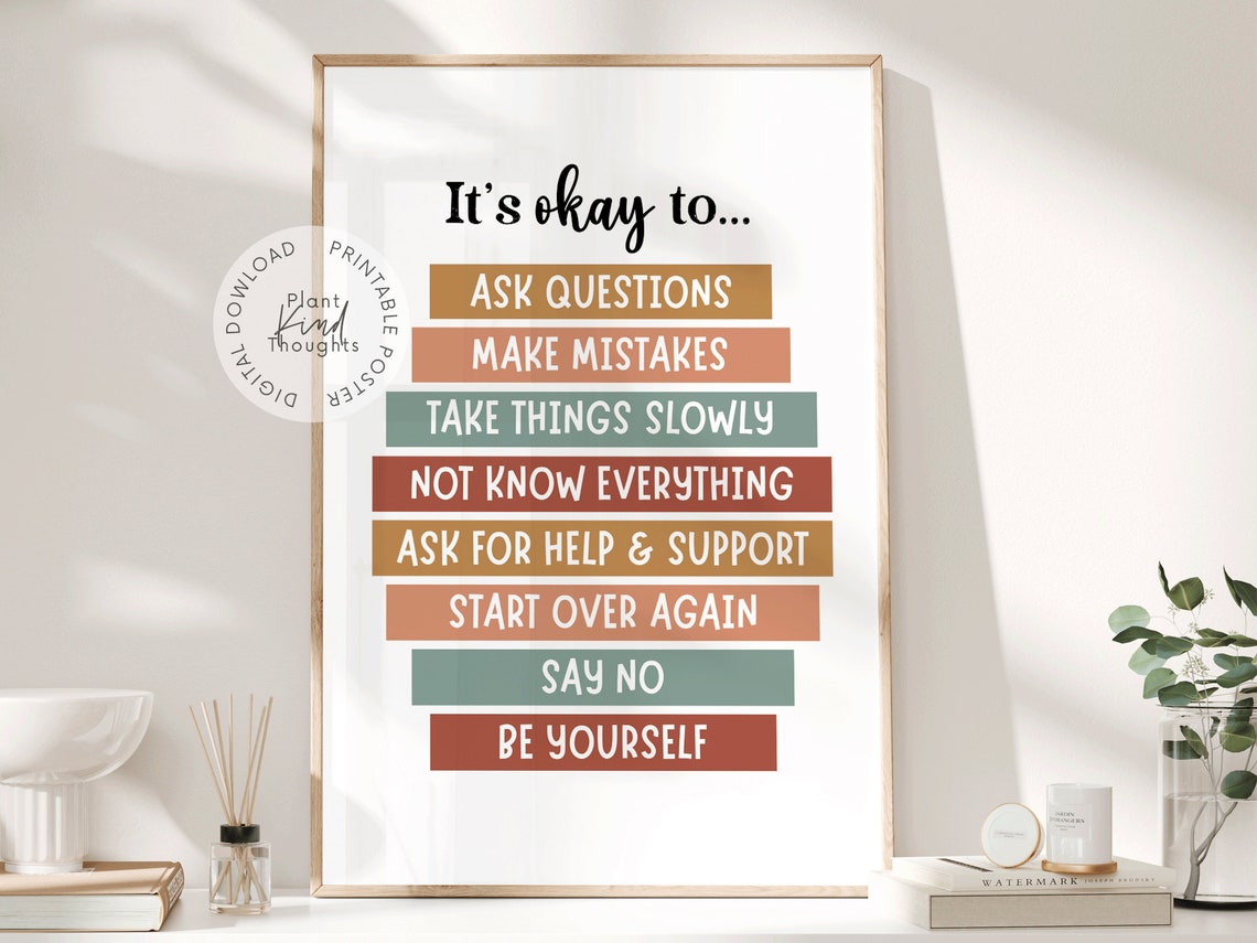 IT'S OKAY Mental Health Poster Printable Classroom Decor School ...