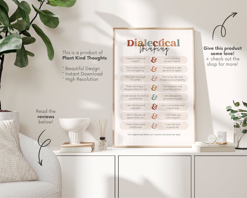DIALECTICAL THINKING DBT Poster: Dialectical Behavior Therapy - Etsy