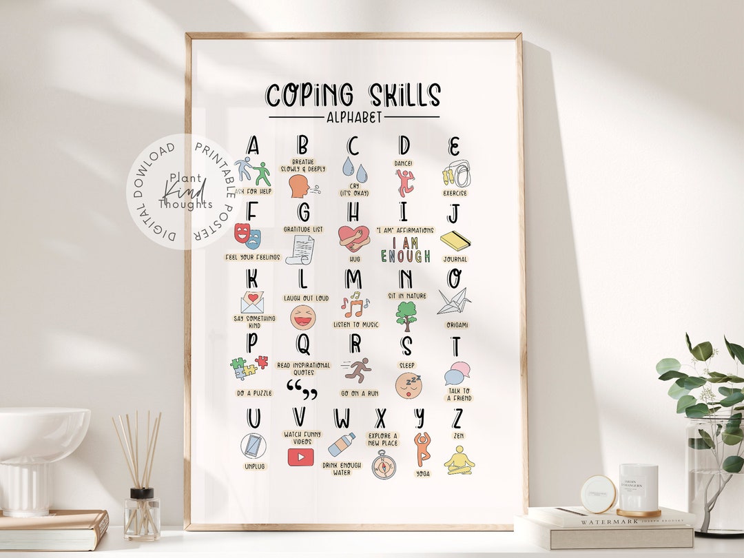 COPING SKILLS ALPHABET Mental Health Poster: School Counselor Office ...