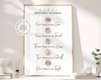 Mental Health Poster GROUNDING TECHNIQUES Reminder, School Counselor ...