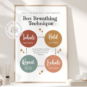 BOX BREATHING Mental Health Poster School Counselor Office Decor School ...