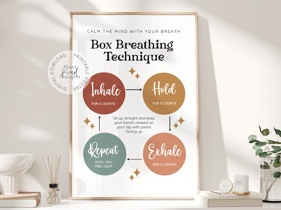 BOX BREATHING Mental Health Poster School Counselor Office - Etsy