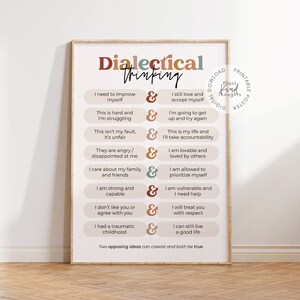 DIALECTICAL THINKING DBT Poster: Dialectical Behavior Therapy Therapist ...