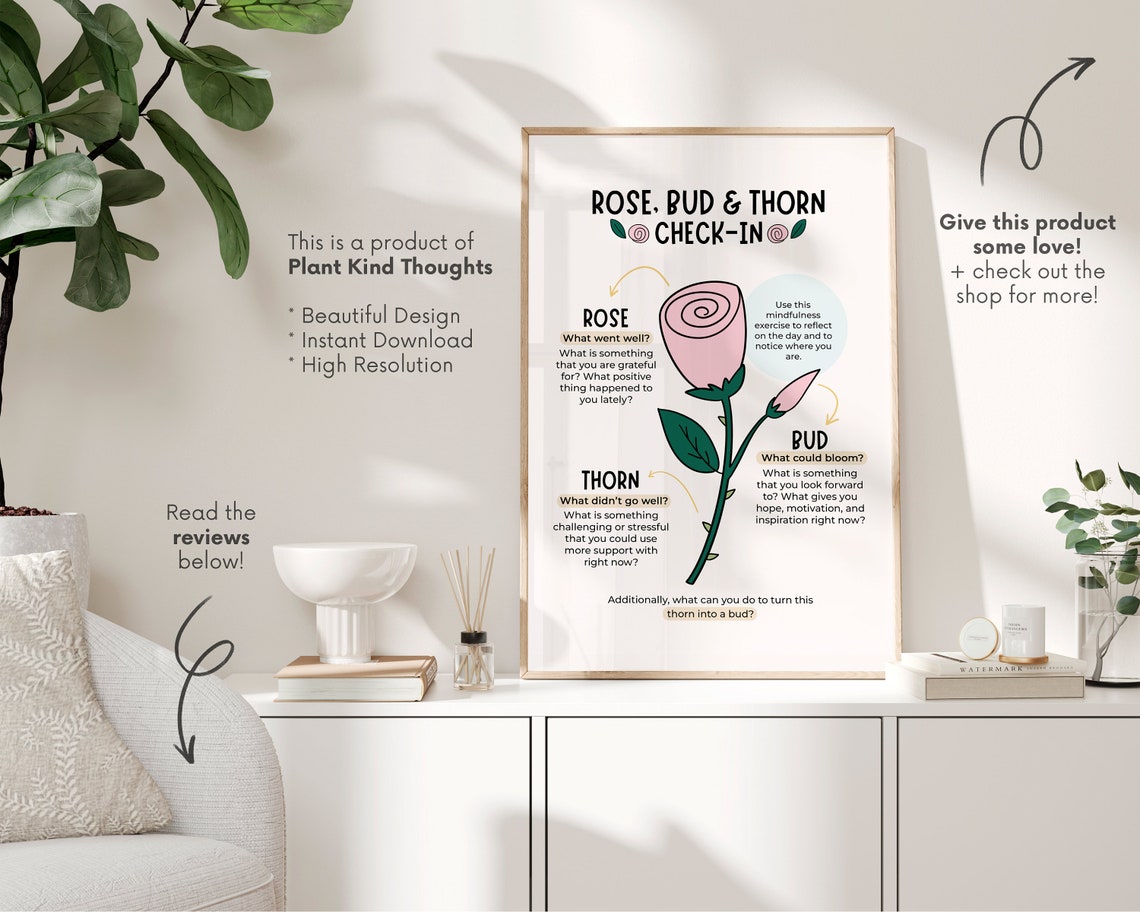 ROSE BUD and THORN Check-in Mental Health Poster: Mindfulness - Etsy