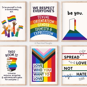 LGBT PRIDE Month CLASSROOM Posters Bundle of 6: Inclusive Safe | Etsy
