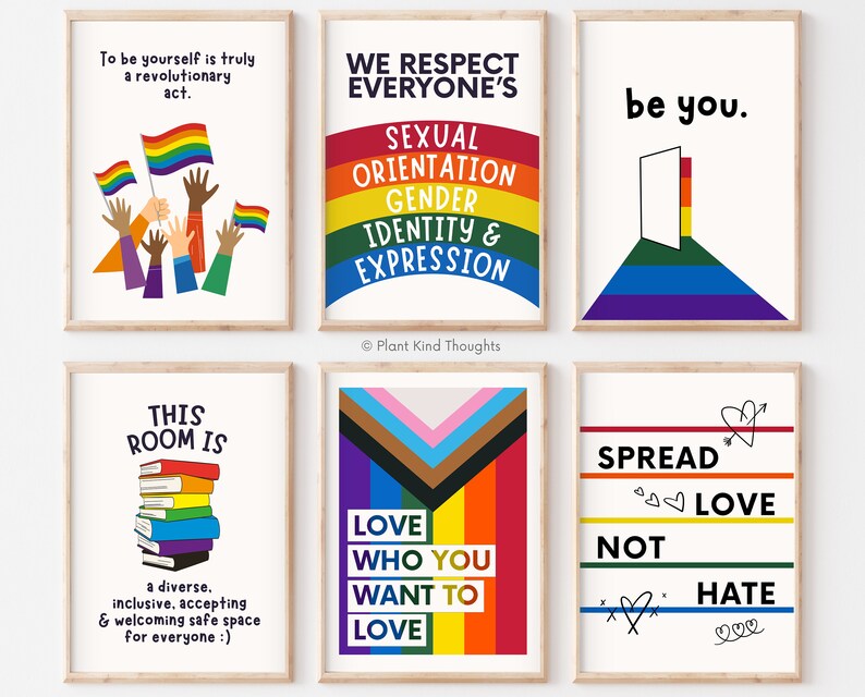 LGBT PRIDE Month CLASSROOM Posters Bundle of 6: Inclusive Safe | Etsy