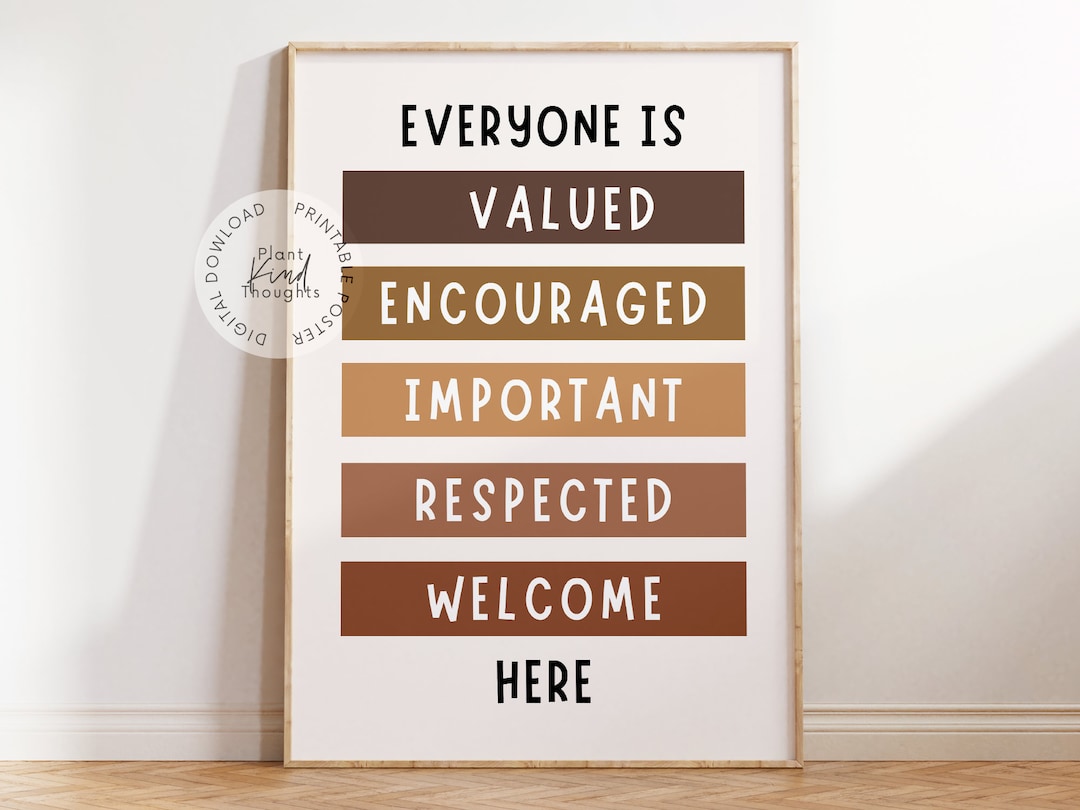 Everyone is Welcome Here DIVERSITY Classroom Poster Inclusive Human ...