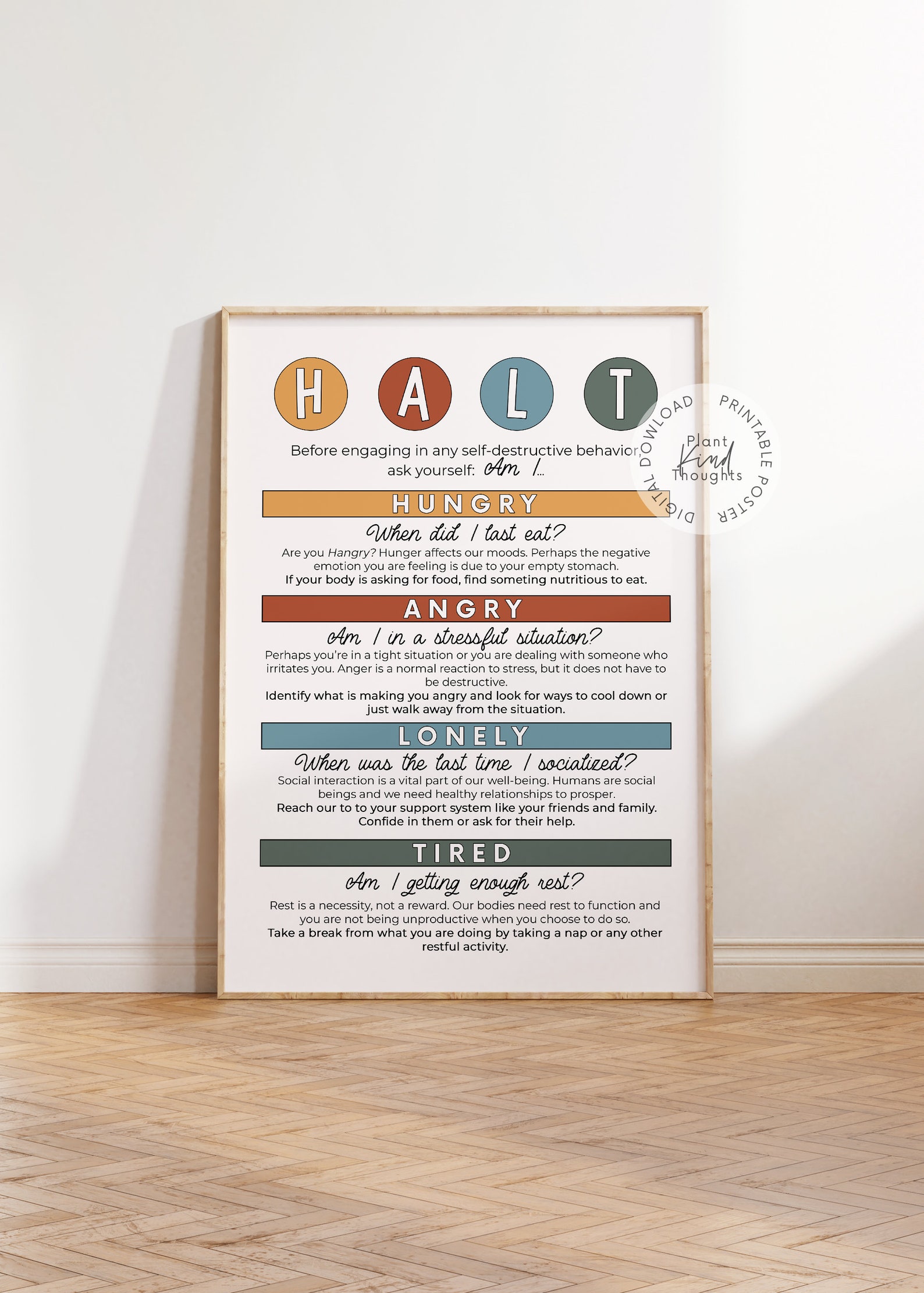 HALT Mental Health Poster: Coping Skills School Counselor - Etsy
