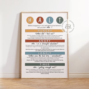 HALT Mental Health Poster: Coping Skills School Counselor Office Decor ...