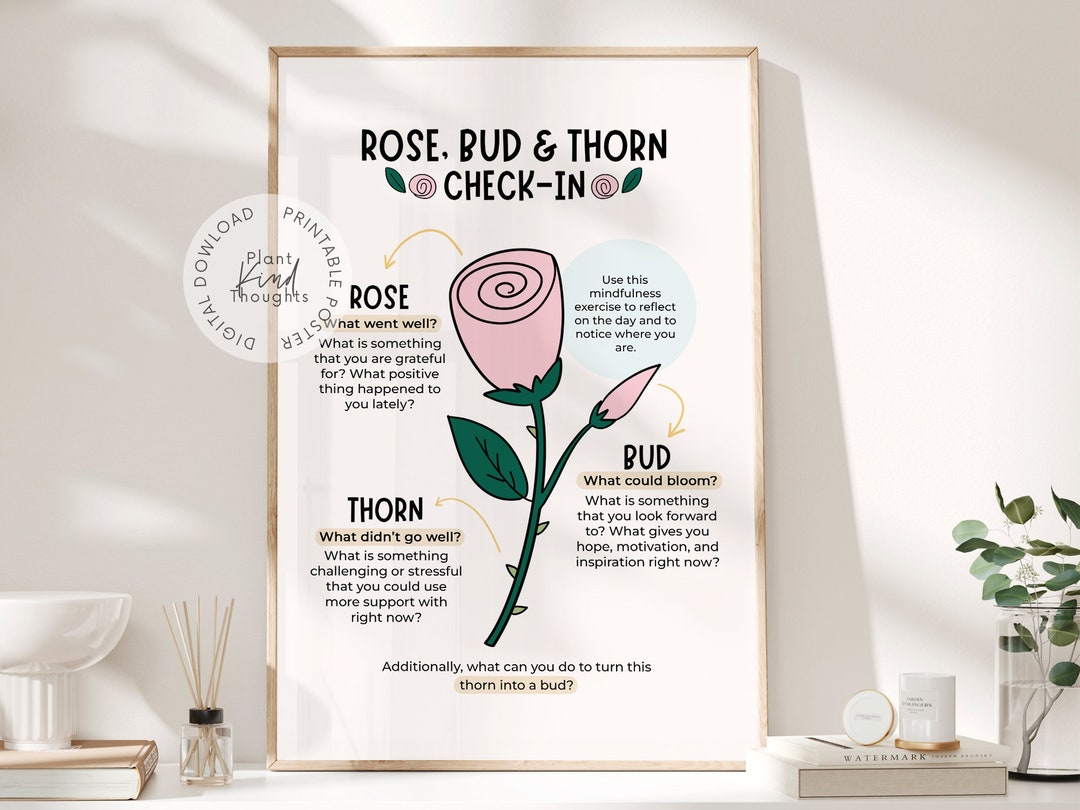 ROSE BUD and THORN Check-in Mental Health Poster: Mindfulness Poster ...