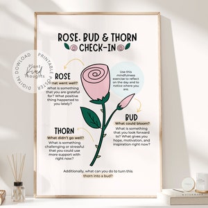 ROSE BUD and THORN Check-in Mental Health Poster: Mindfulness - Etsy