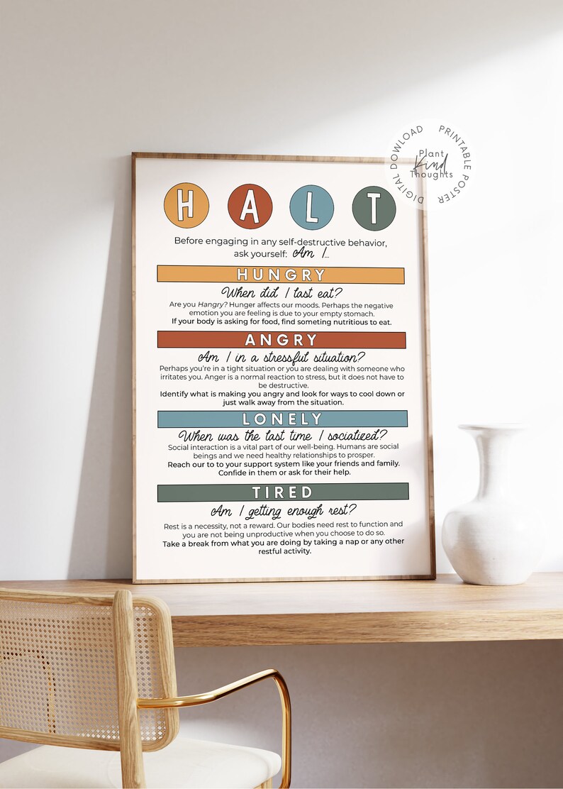 HALT Mental Health Poster: Coping Skills School Counselor - Etsy