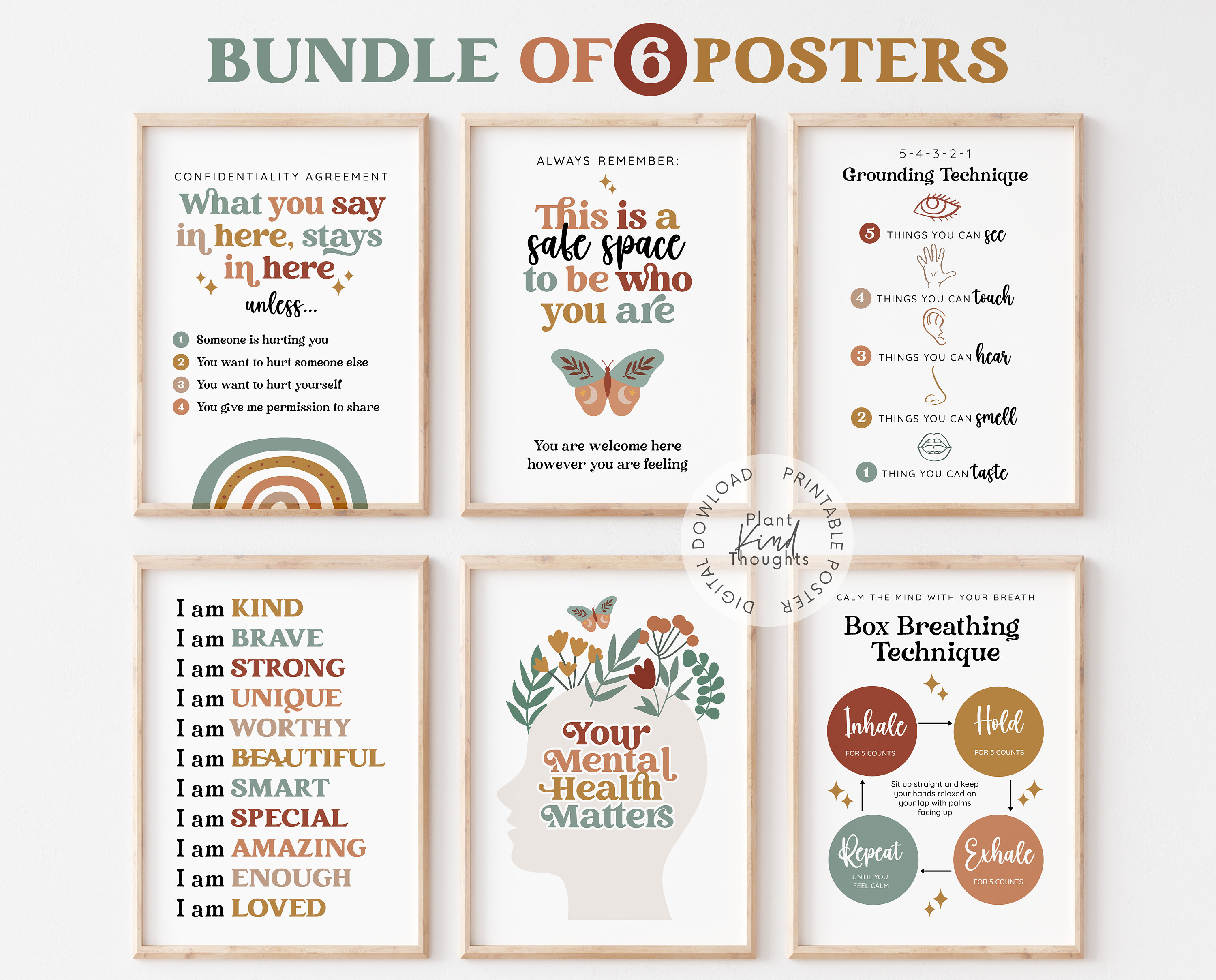 RAINBOW BOHO COUNSELING Posters Bundle School Counselor Office Decor ...