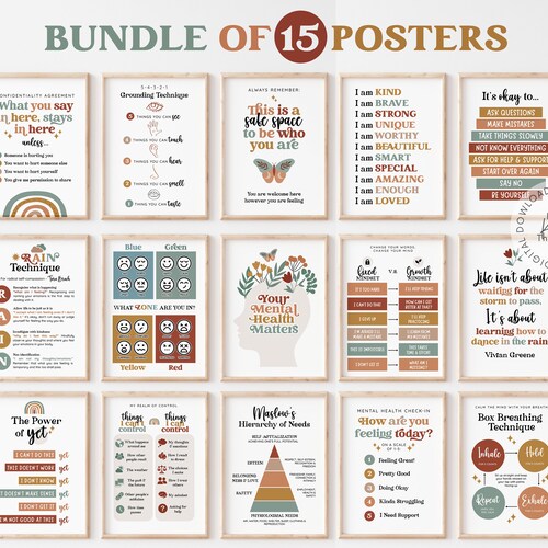15 RAINBOW Counseling Posters Bundle School Counselor Office - Etsy