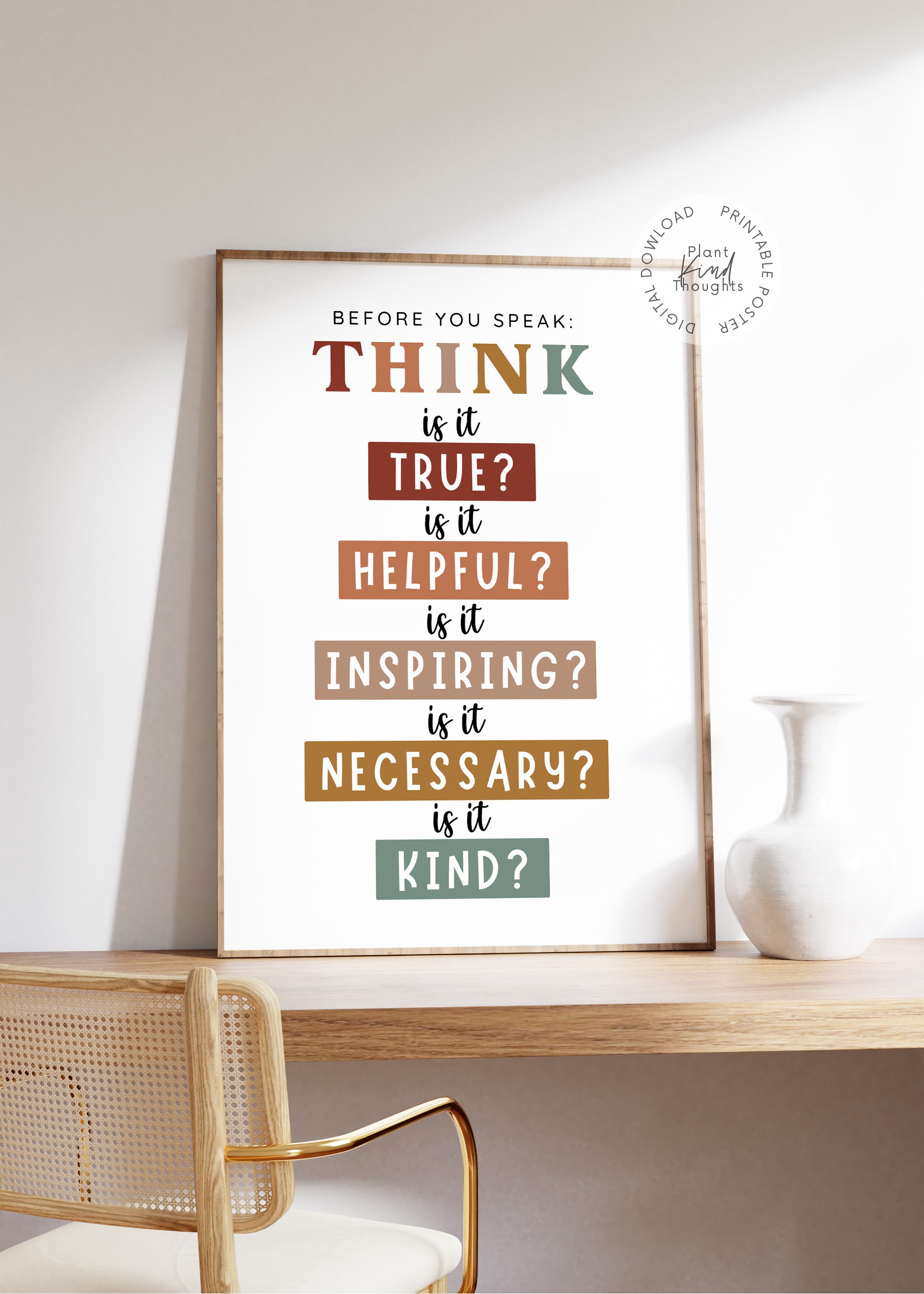 THINK Poster Counseling Office School Counselor Office Decor Boho ...