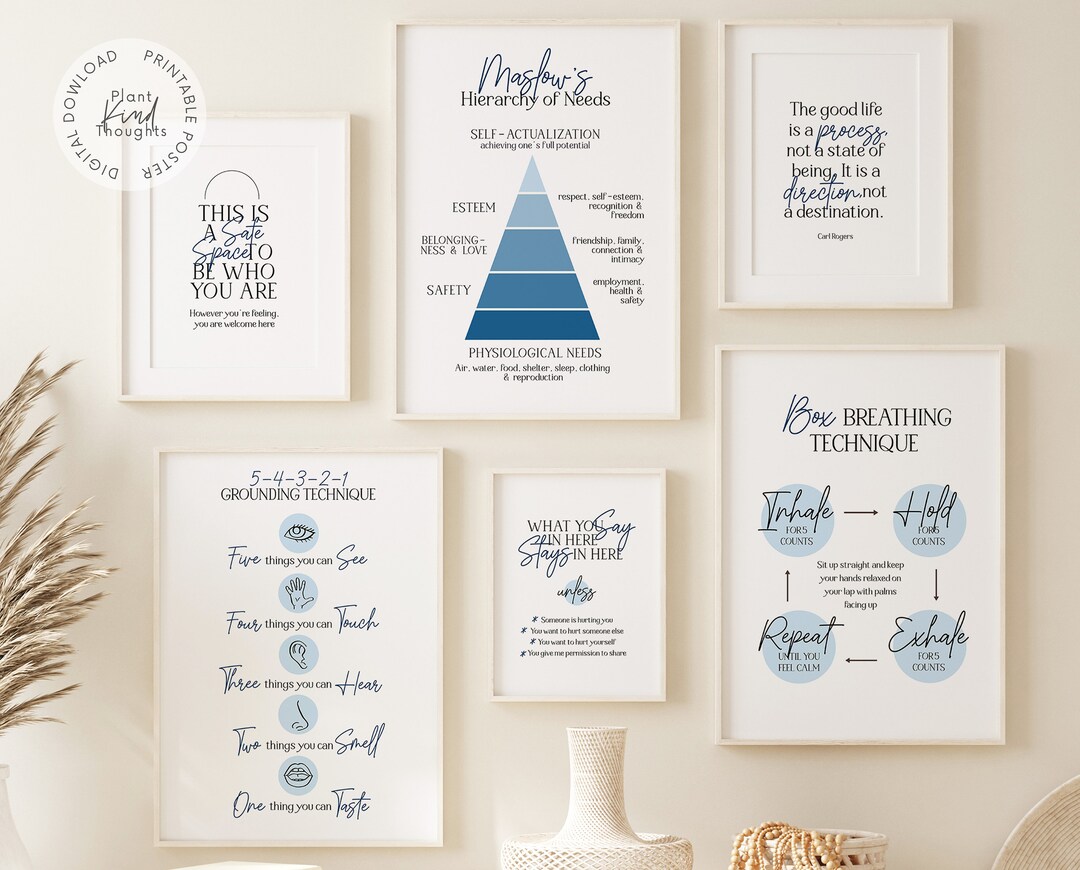6 COUNSELING Office Bundle MINIMAL BLUE School Counselor Office Decor ...