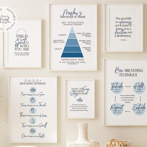 6 COUNSELING Office Bundle MINIMAL BLUE School Counselor Office Decor ...