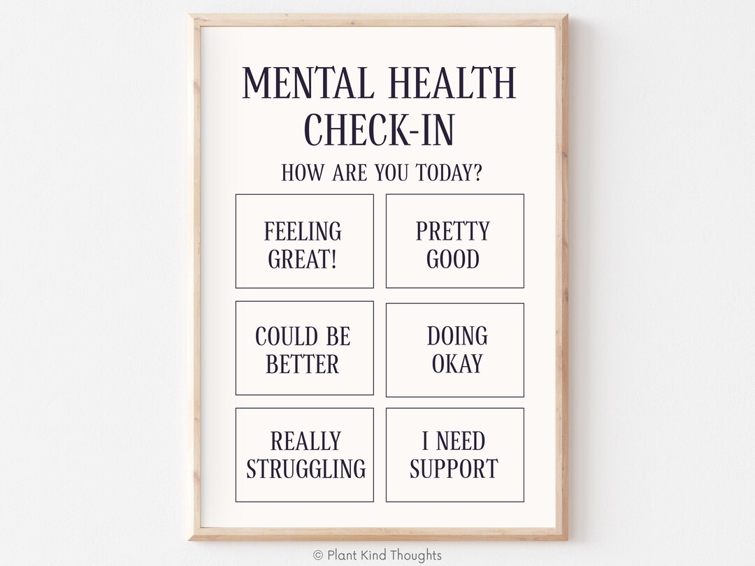 MENTAL HEALTH Check-in Digital Poster: Emotions, School Counselor ...