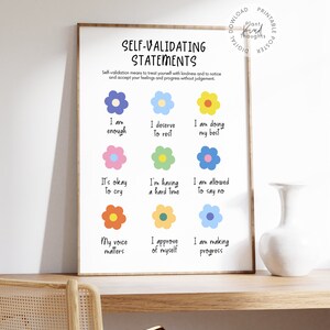 SELF-VALIDATING STATEMENTS Coping Statements Affirmations Print Therapy ...