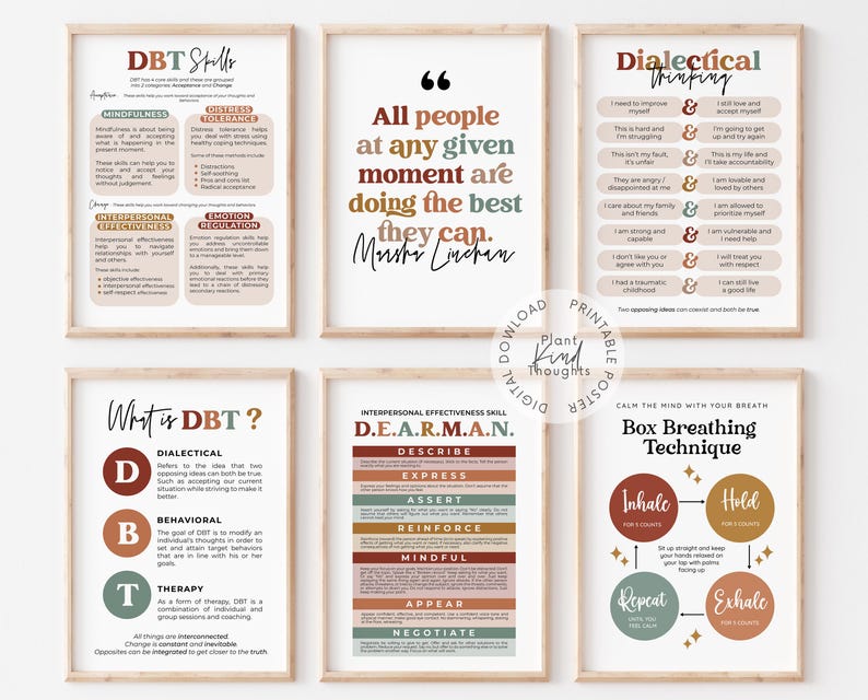 20 DBT Posters DBT SKILLS Dialectical Behavior Therapy Office Decor ...
