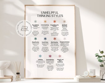 CBT UNHELPFUL THINKING Styles: Cognitive Distortions Therapist - Etsy